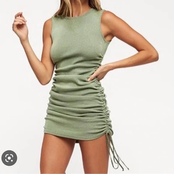 Lioness | Dresses | Lioness Green Ruched Mini Dress | Poshmark